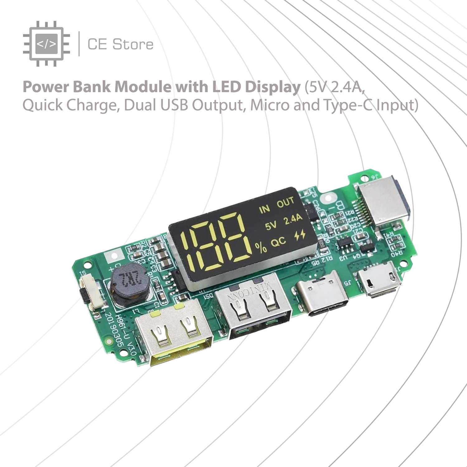 Power Bank Module with LED Display (5V 2.4A, Quick Charge, Dual USB ...