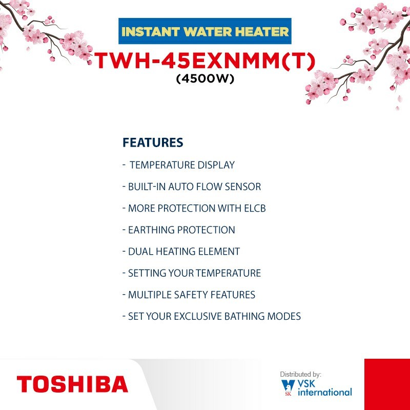 Toshiba Instant Water Heater Without Pump TWH-45EXNMM(T)/4500W | Shop ...