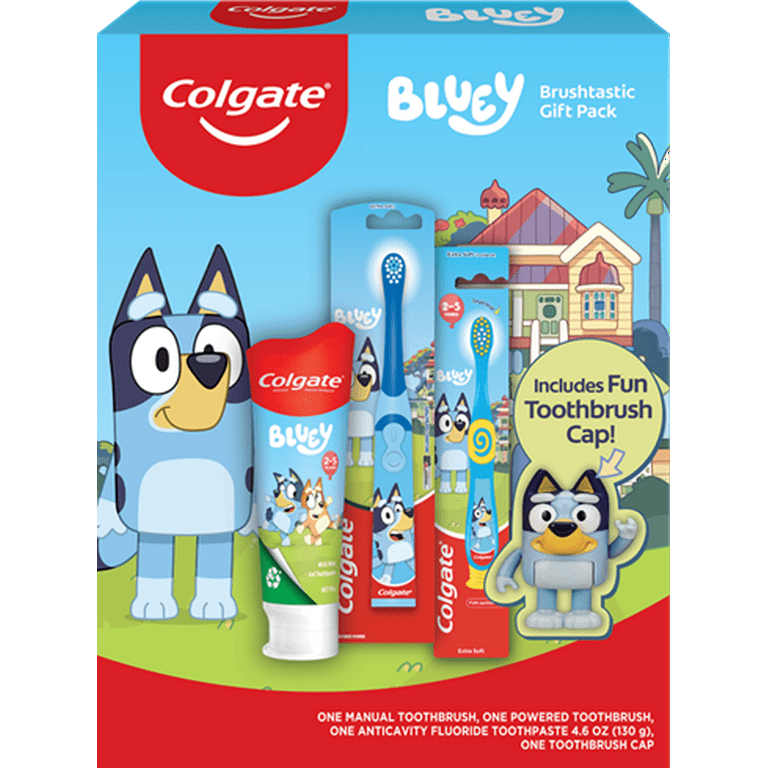 Colgate Bluey Gift Set, 1 Powered Toothbrush, 1 Manual Toothbrush ...