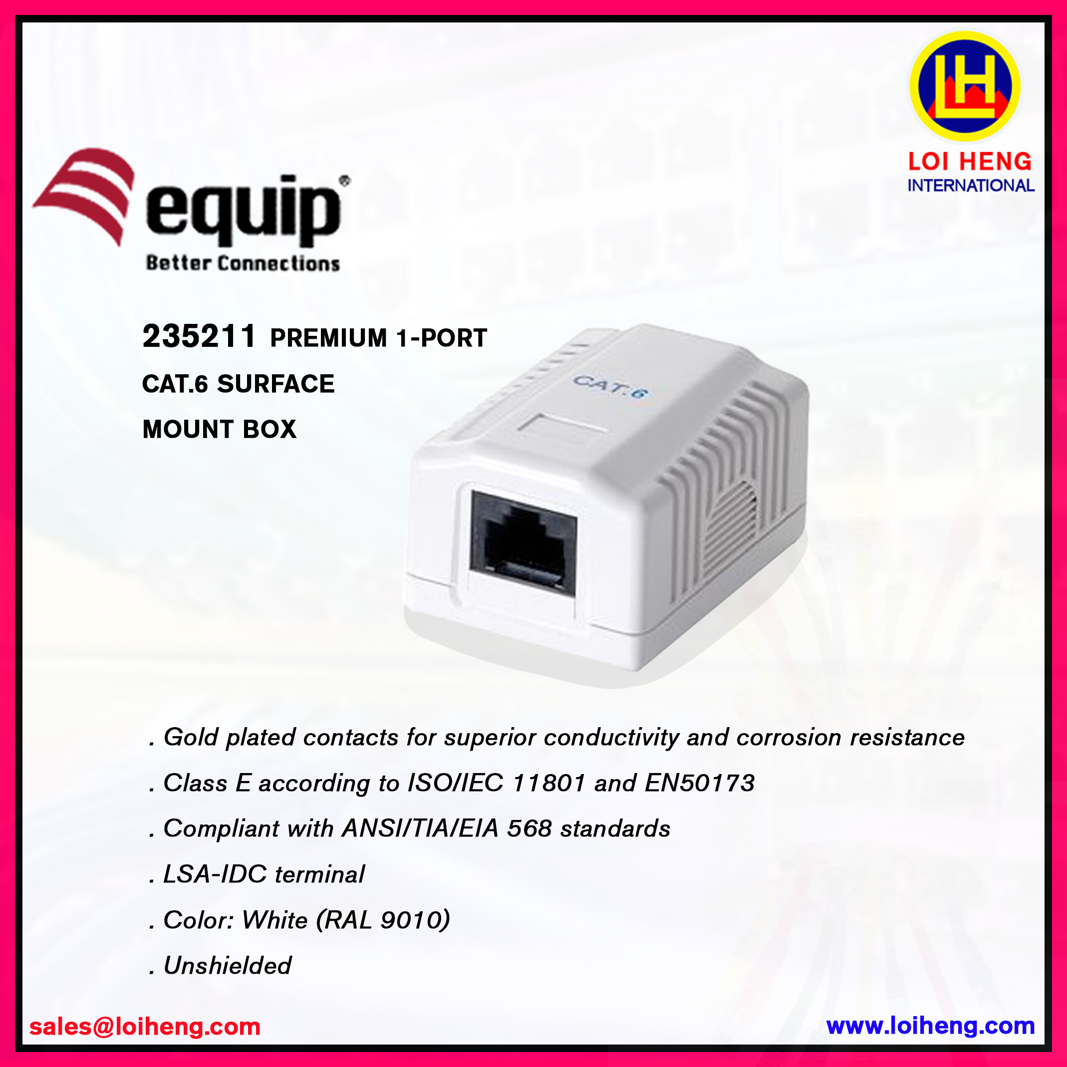 Equip 235211 Surface Mounted Box UTP Cat.6 1-Port | Shop.com.mm