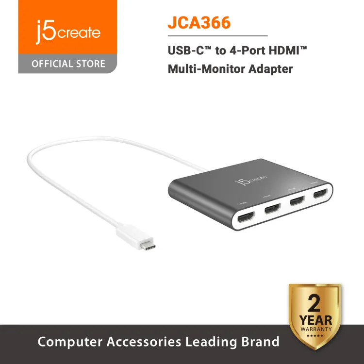 J5create USB-C To 4-Port HDMI Multi-Monitor Adapter, 58% OFF