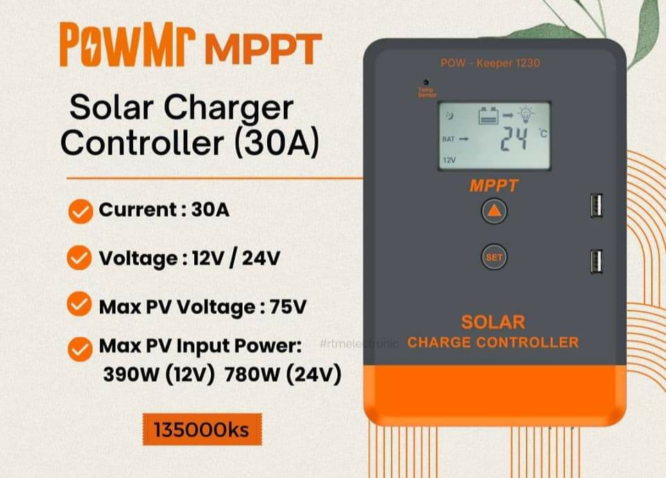 PowMr MPPT Solar Charge Controller 30A | Shop.com.mm