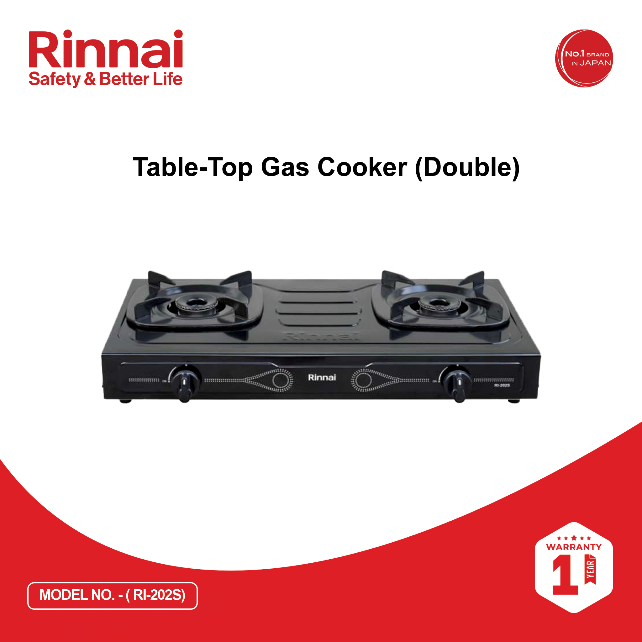 Rinnai Table Top Gas Cooker RI 202 S | Shop.com.mm