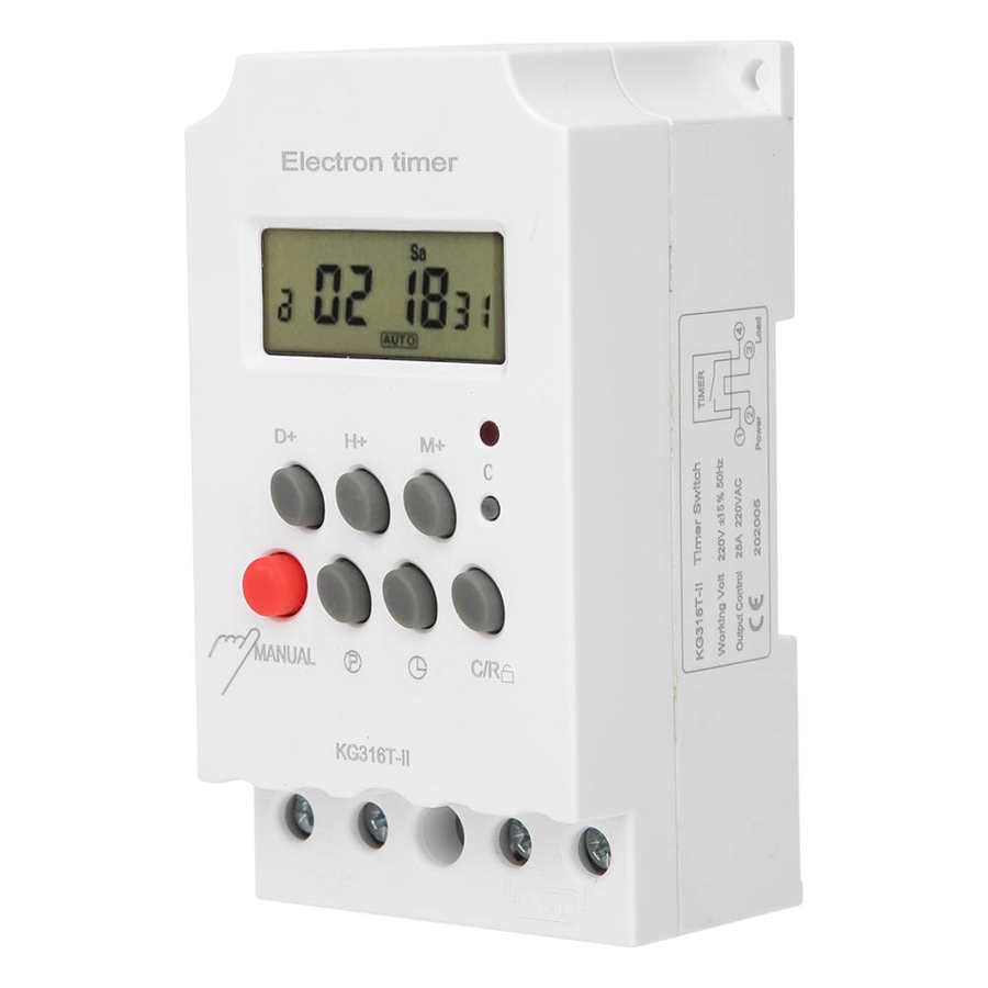 KG316T-II Digital Programmable Timer Din Rail Time Switch 220VAC 25A ...
