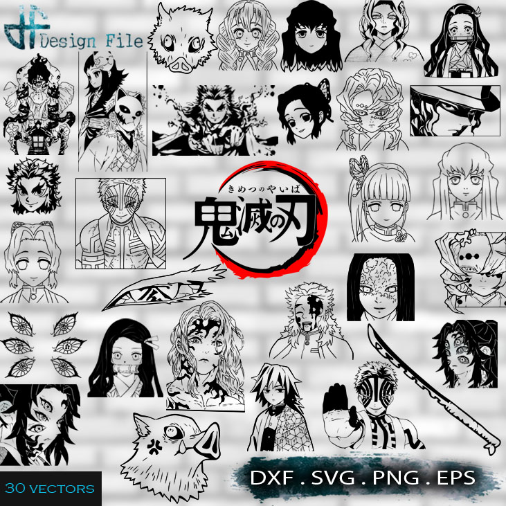[ Digital Goods ] 30 Vectores Demon Slayer Vector cut file Laser cut ...