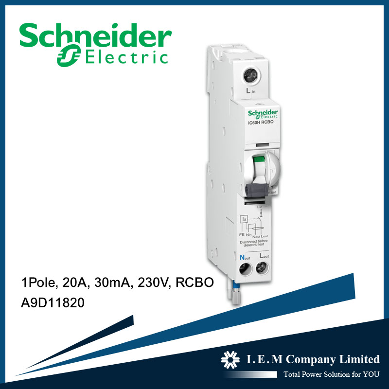 Easy9 RCBO 240V 1P N 20A C 6000A 30mA, 54% OFF