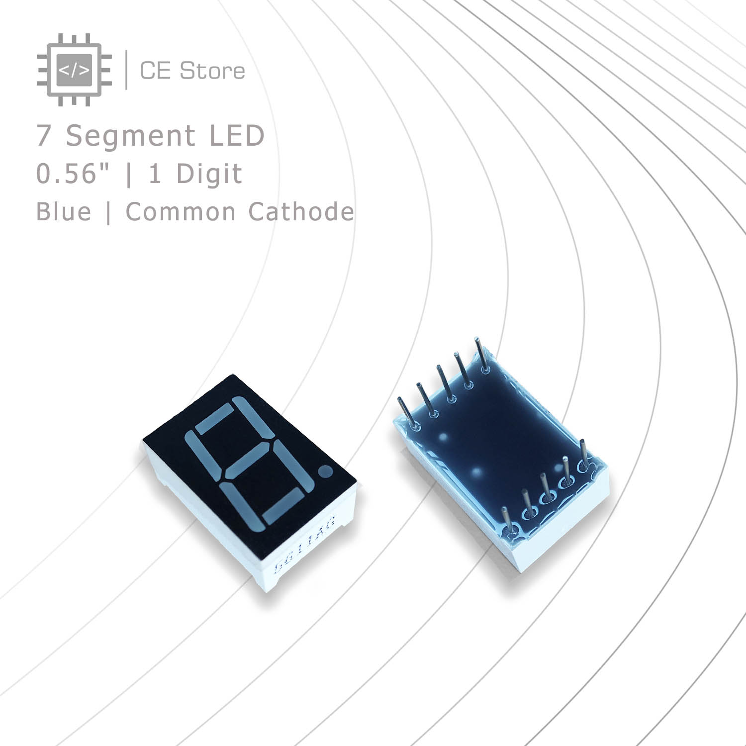 0.56" 1 Digit 7 Segment LED (Blue, Common Cathode) | Shop.com.mm