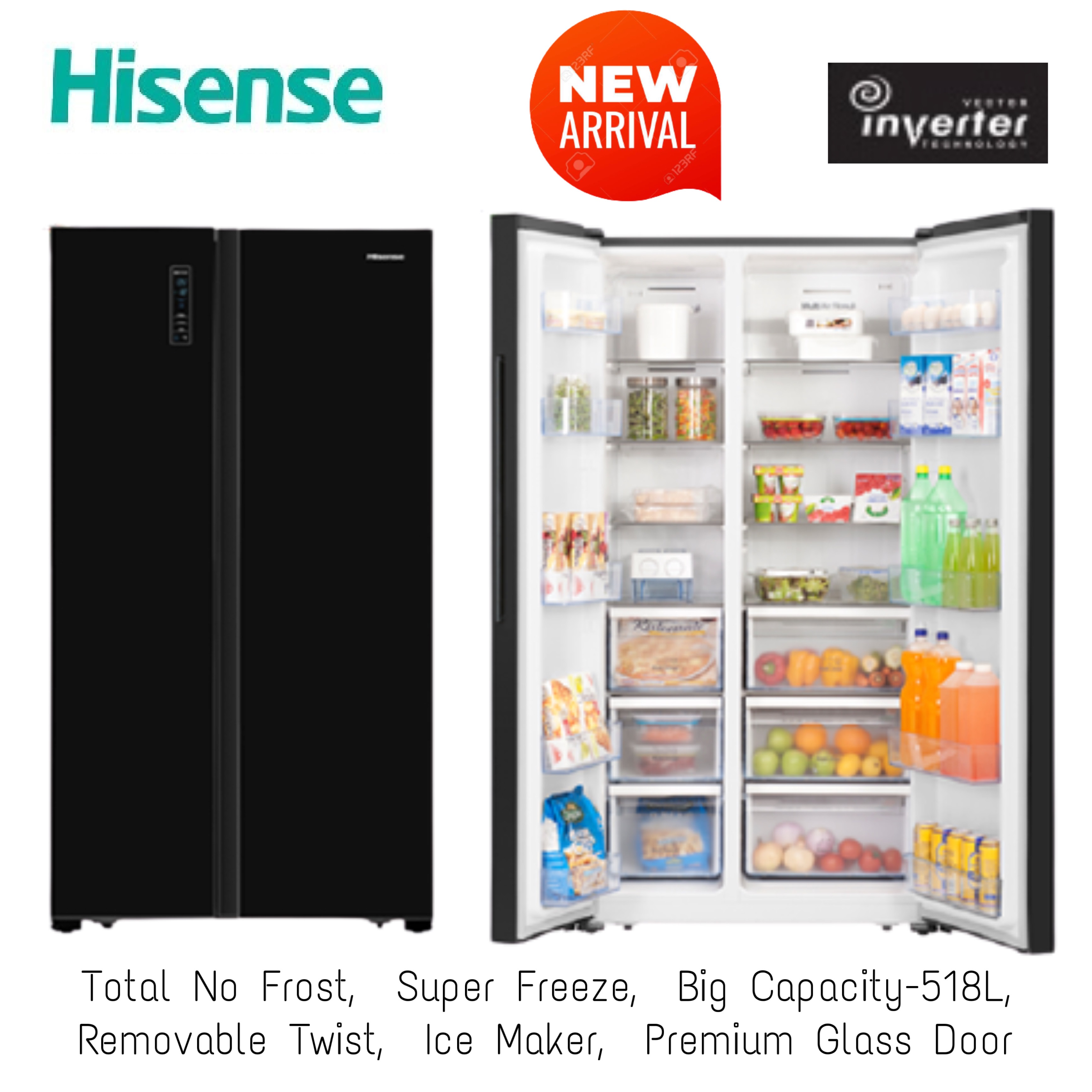 Hisense RC-67WS4SAV Fan Type ရေခဲသေတ္တာ (518 Liters) Inverter | Shop.com.mm