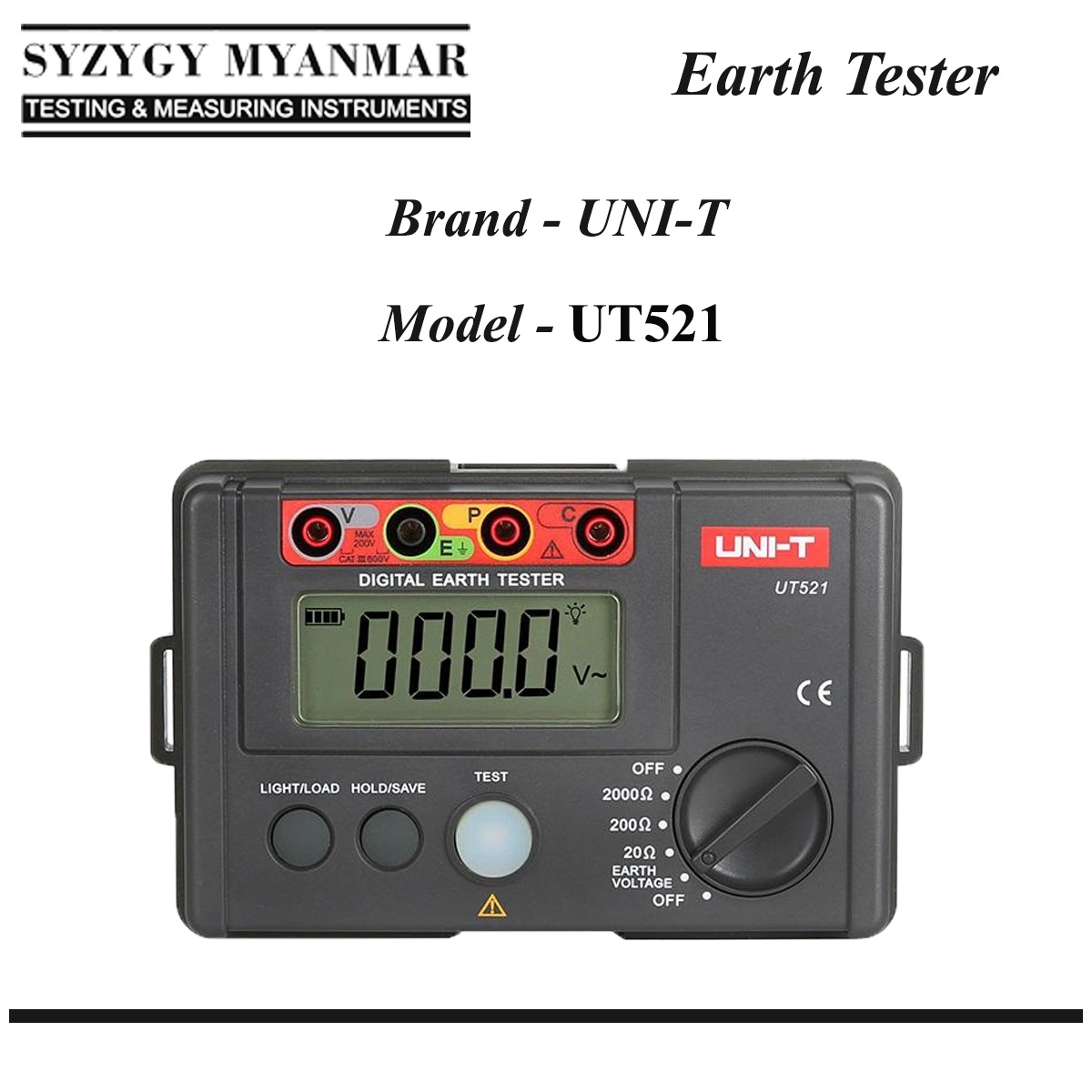 UNI-T UT521 Digital Earth Tester (2000Ω,200V) | Shop.com.mm