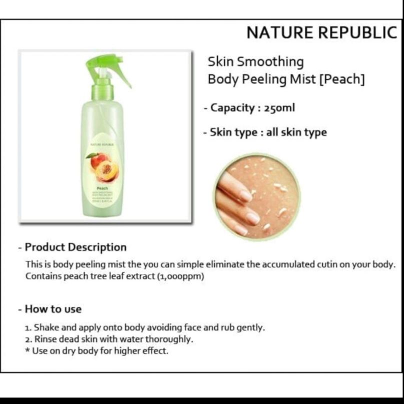 Nature Republic Peach Body Peeling Mist 250ml | Shop.com.mm