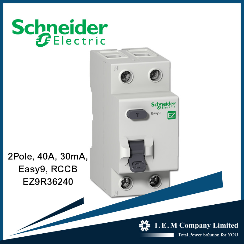 2Pole, 40A, 30mA, Easy9, AC Type, RCCB Breaker | Shop.com.mm
