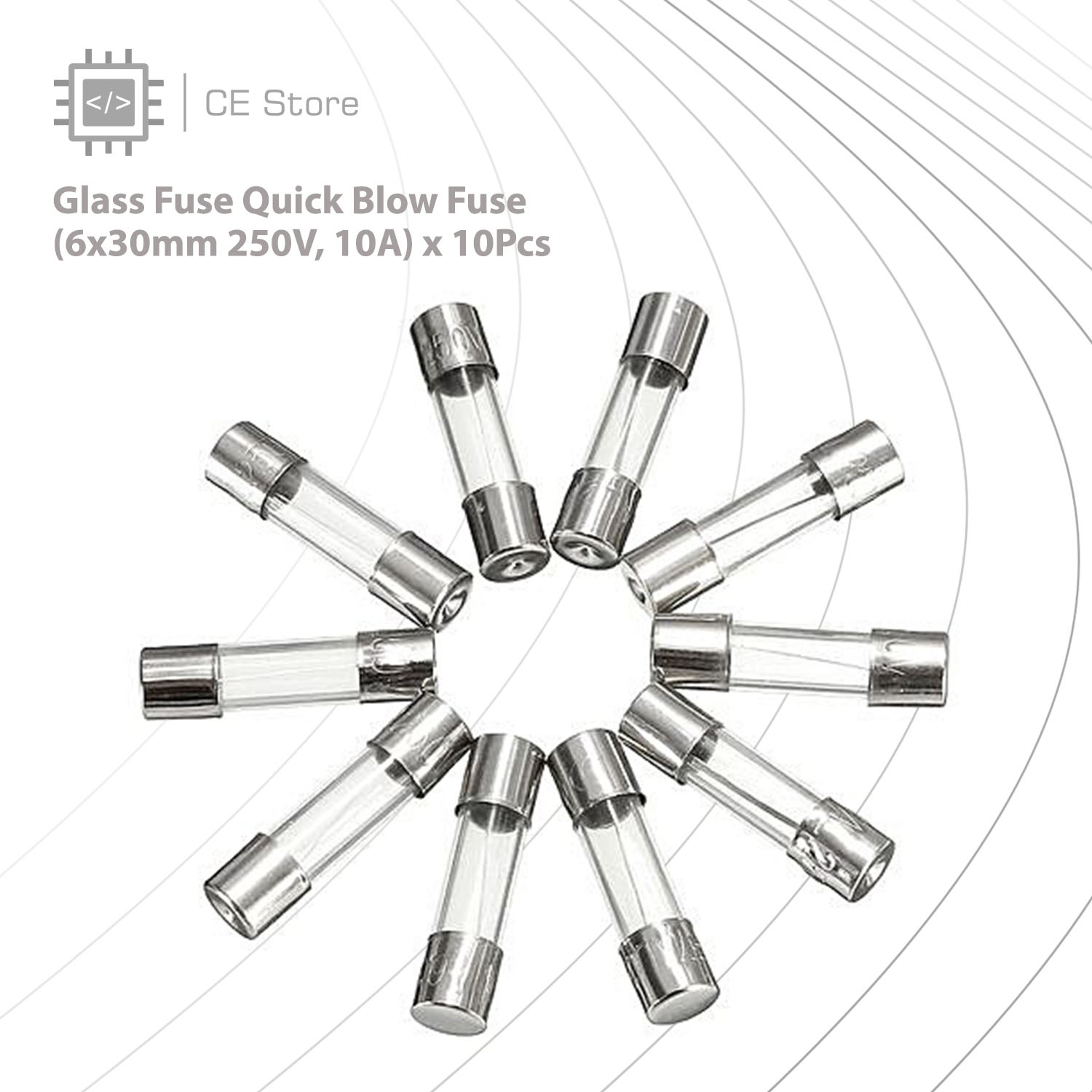 Glass Fuse Quick Blow Fuse 250V x 10Pcs - CE Store | Shop.com.mm