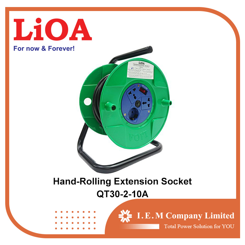 LiOA Hand-Rolling Extension Socket 30M (1 switch, 3 outlets) | Shop.com.mm