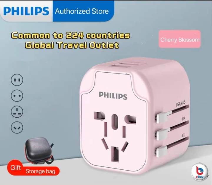 Philips World Travel 224 Countries Universal Adapter; Conversion Plug ...
