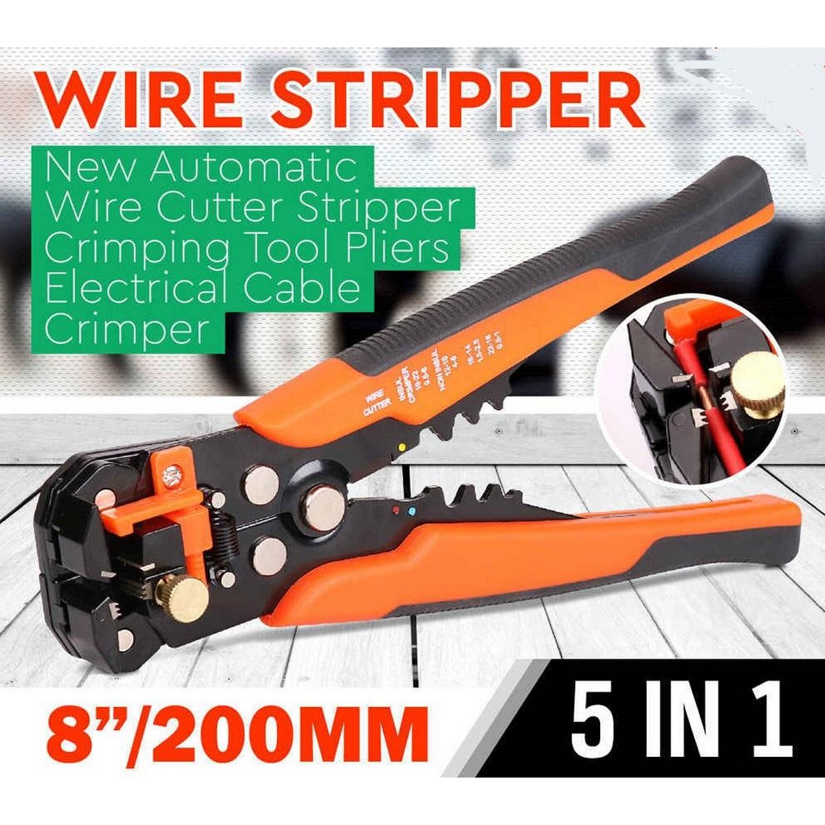 Clover 5 in1 Automatic Cable Wire Stripper Cutter Crimper Tool Self ...