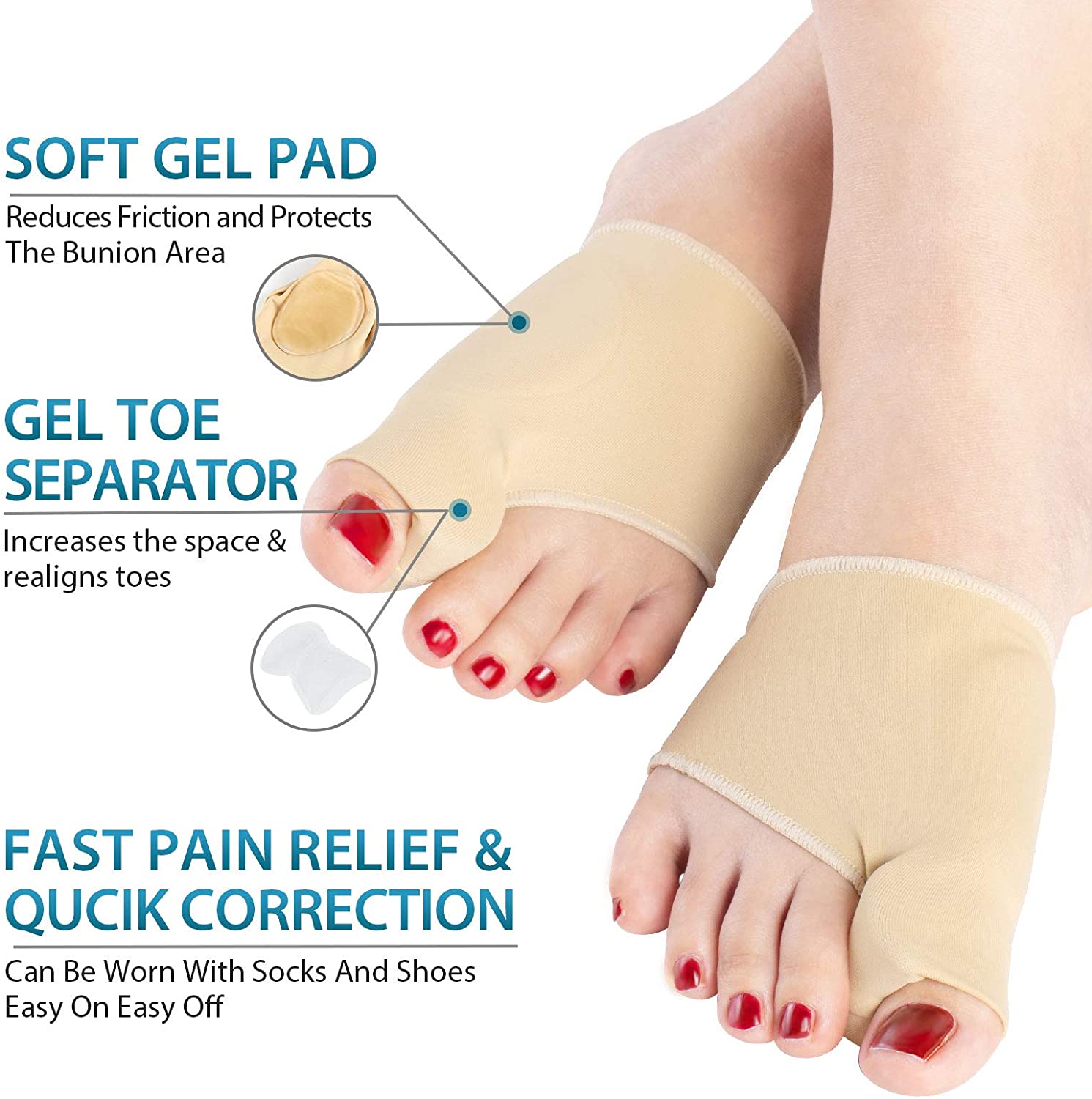 Large Size Hallux Valgus Treatment Big Toe Separators/Bunion Corrector ...
