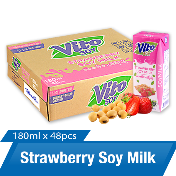 Vito Strawberry Soy Milk- 180ml | Shop.com.mm