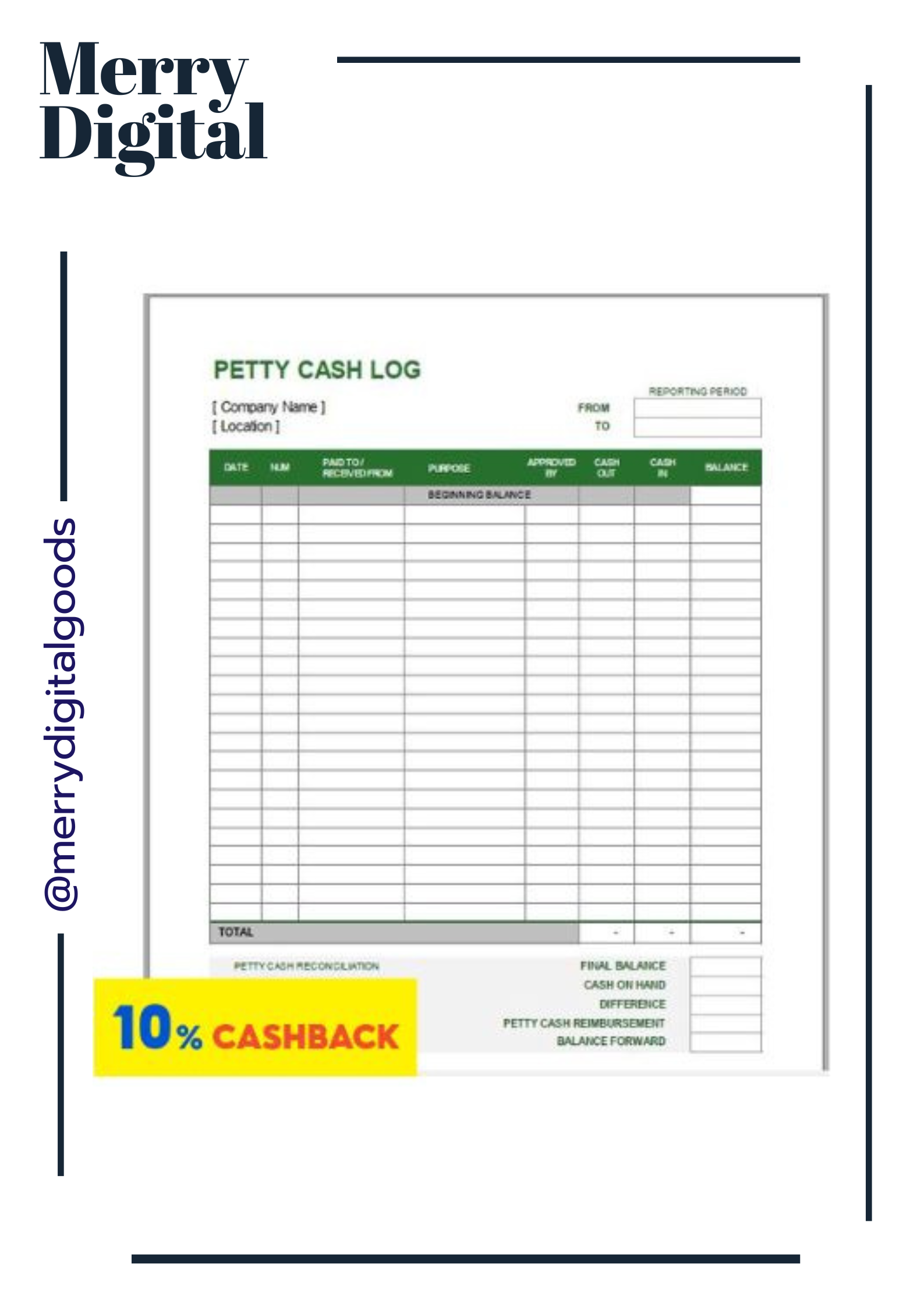 Petty Cash Log Excel Template / Template Excel Kira-Kira Tunai Runcit ...
