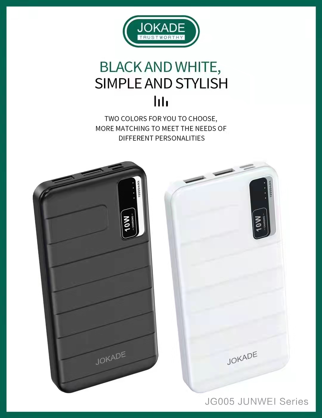 JOKADE JG-005 JUNWEI Serie Power Bank-10000mAh | Shop.com.mm