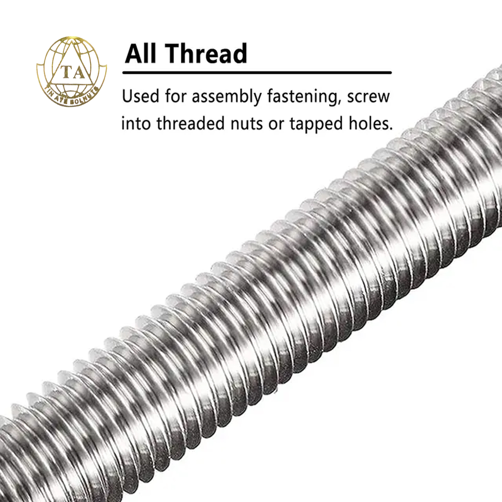 အရှည် ၃ပေ စတီးအရစ်တံ နန်းသေး Stainless Steel Fully Threaded Rod 6ft ...
