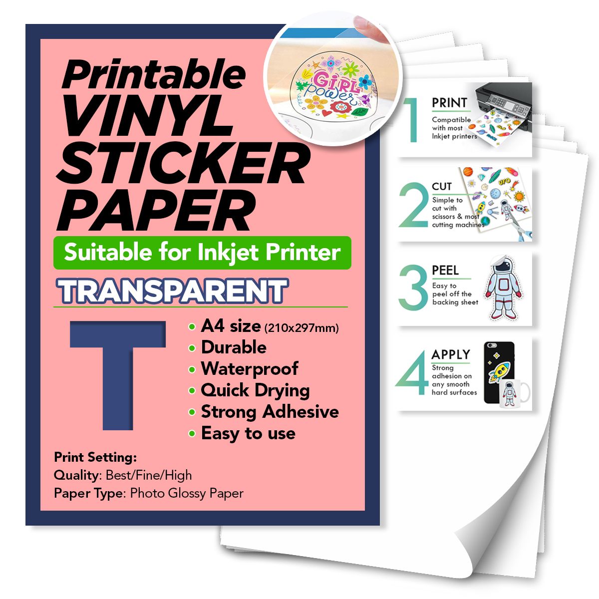 Inkjet Printable Vinyl Stickers Printable Vinyl Sticker A3 Paper