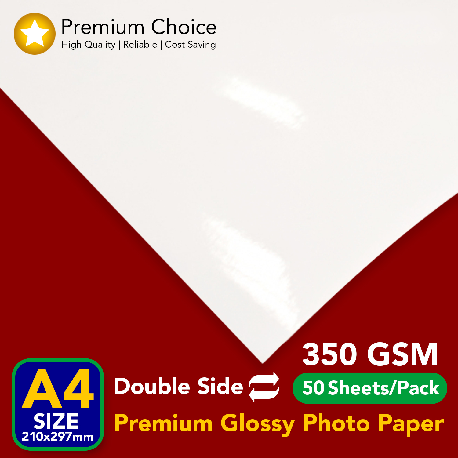 Premium Glossy Photo Paper | 350 g | 2 Sided | A4 Size 50 Sheets ...