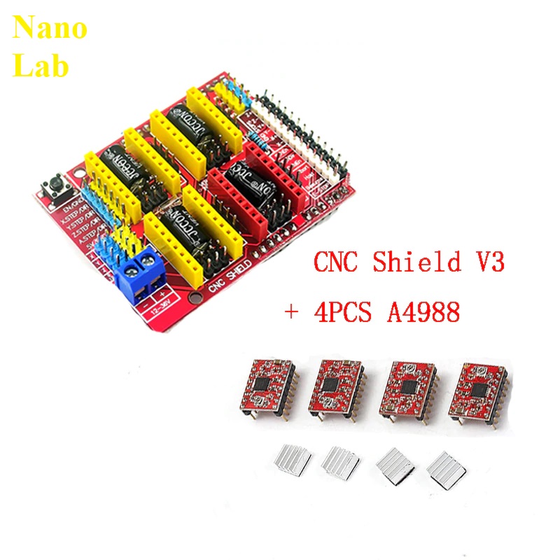 CNC Shield V3 and 4pcs A4988 Stepper Motor Driver Module | Shop.com.mm