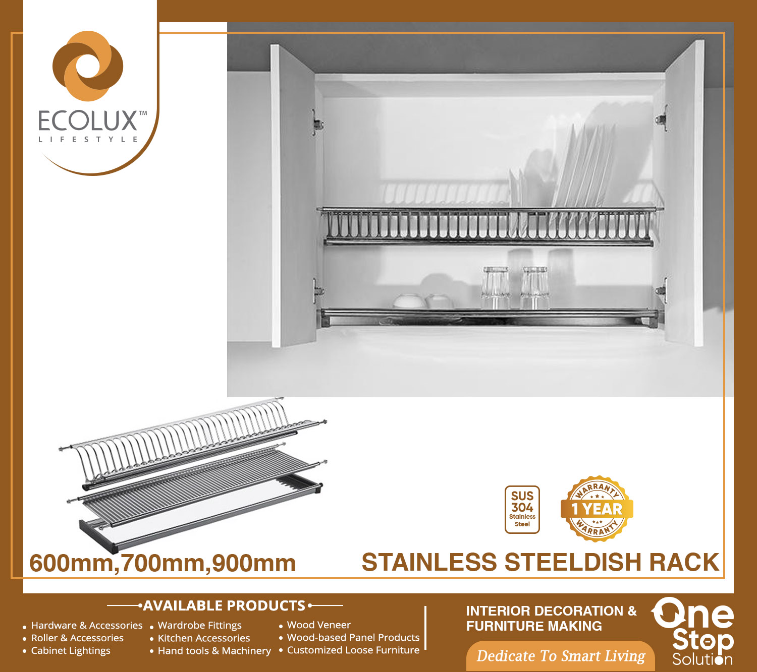 Stainless Steel 304 800mm Cabinet dish rack ( IF-W9800-SUS ) | Shop.com.mm