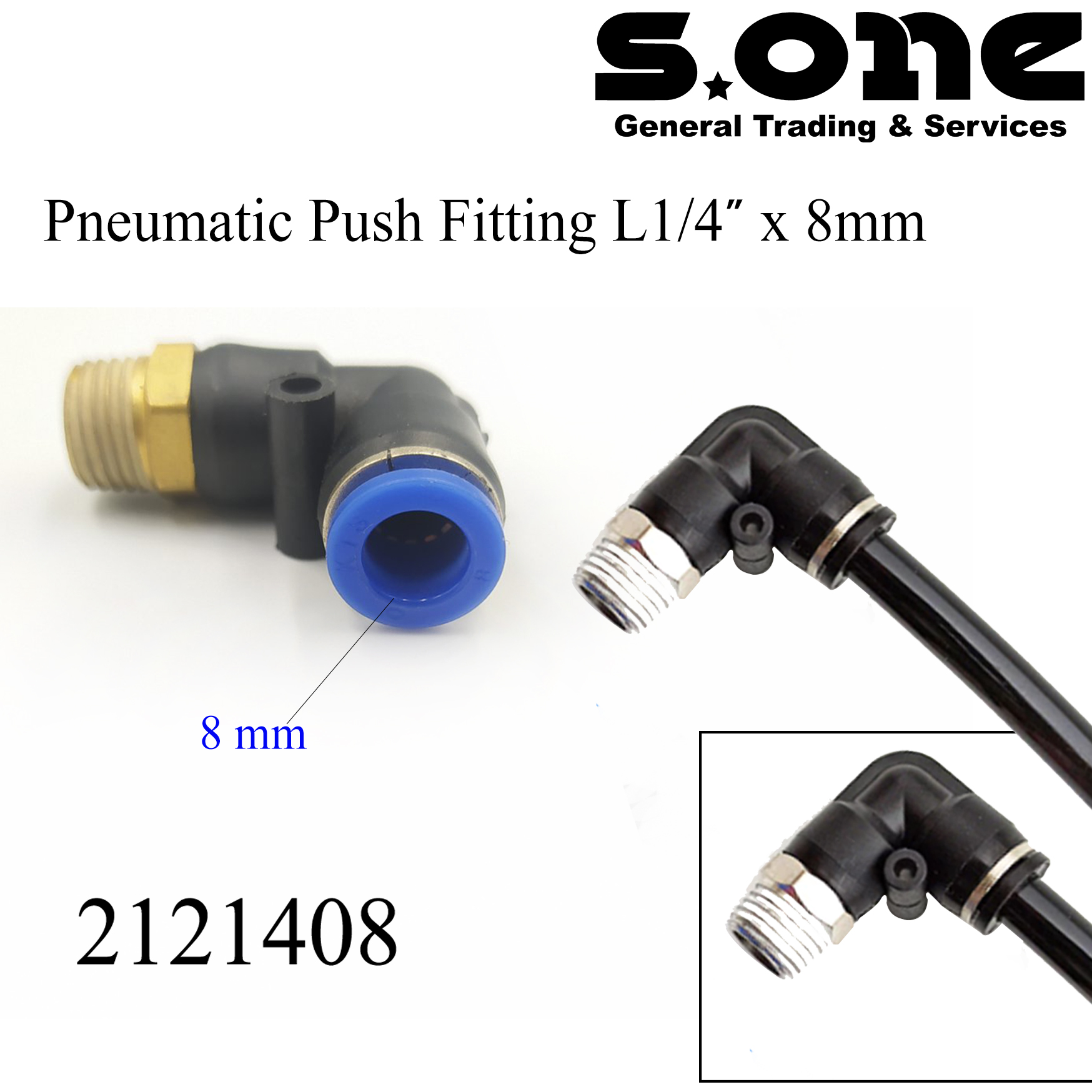 Pneumatic Push Fitting L 1/4" x 8 mm | Shop.com.mm