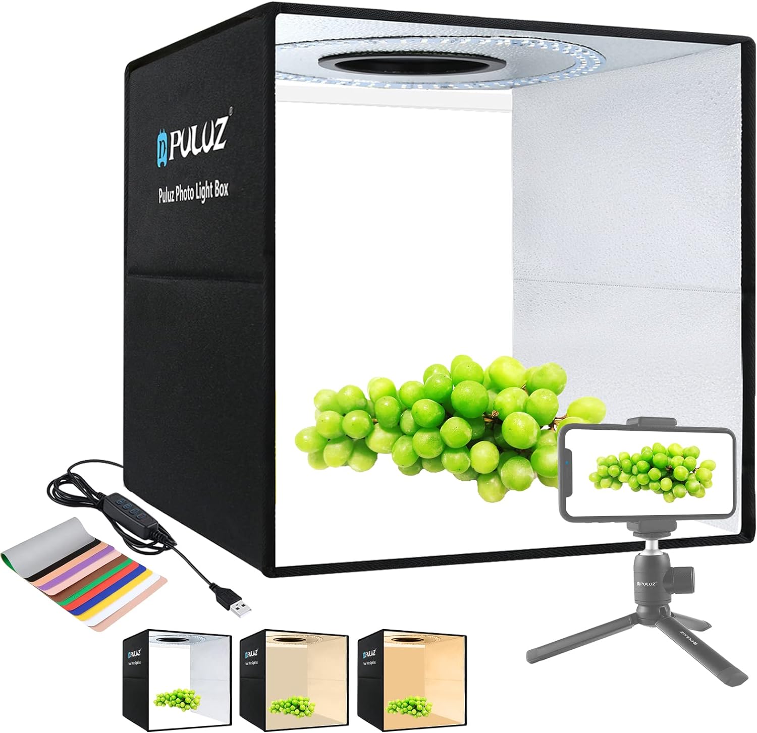PULUZ 40cm Folding Lightbox 160 LED Ring Light Portable Photo Studio ...