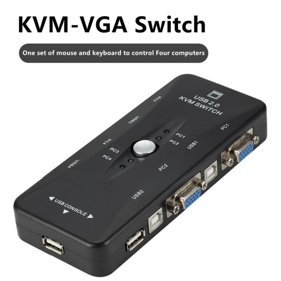 USB KVM Switcher 4 Port VGA SVGA Switch Splitter 1920*1440 VGA Video ...