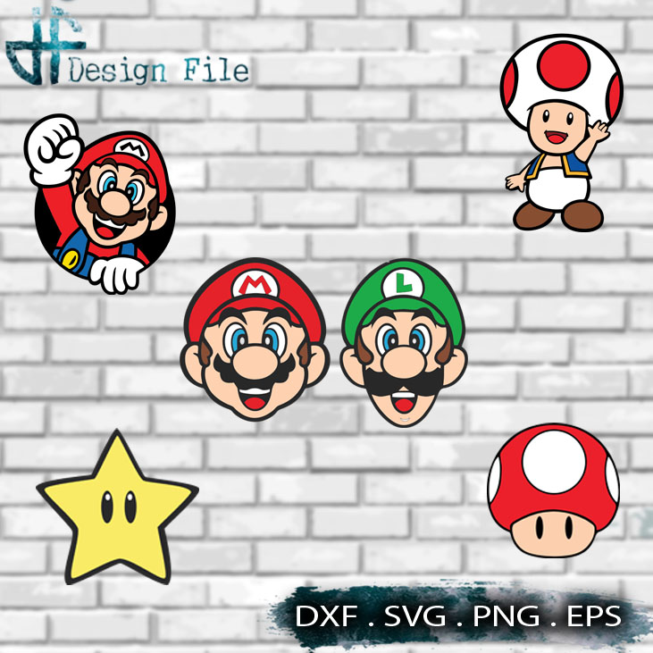 [ SVG, DXF, EPS, PNG ] 6 Vectors of Supermario Detail Drawing File ...