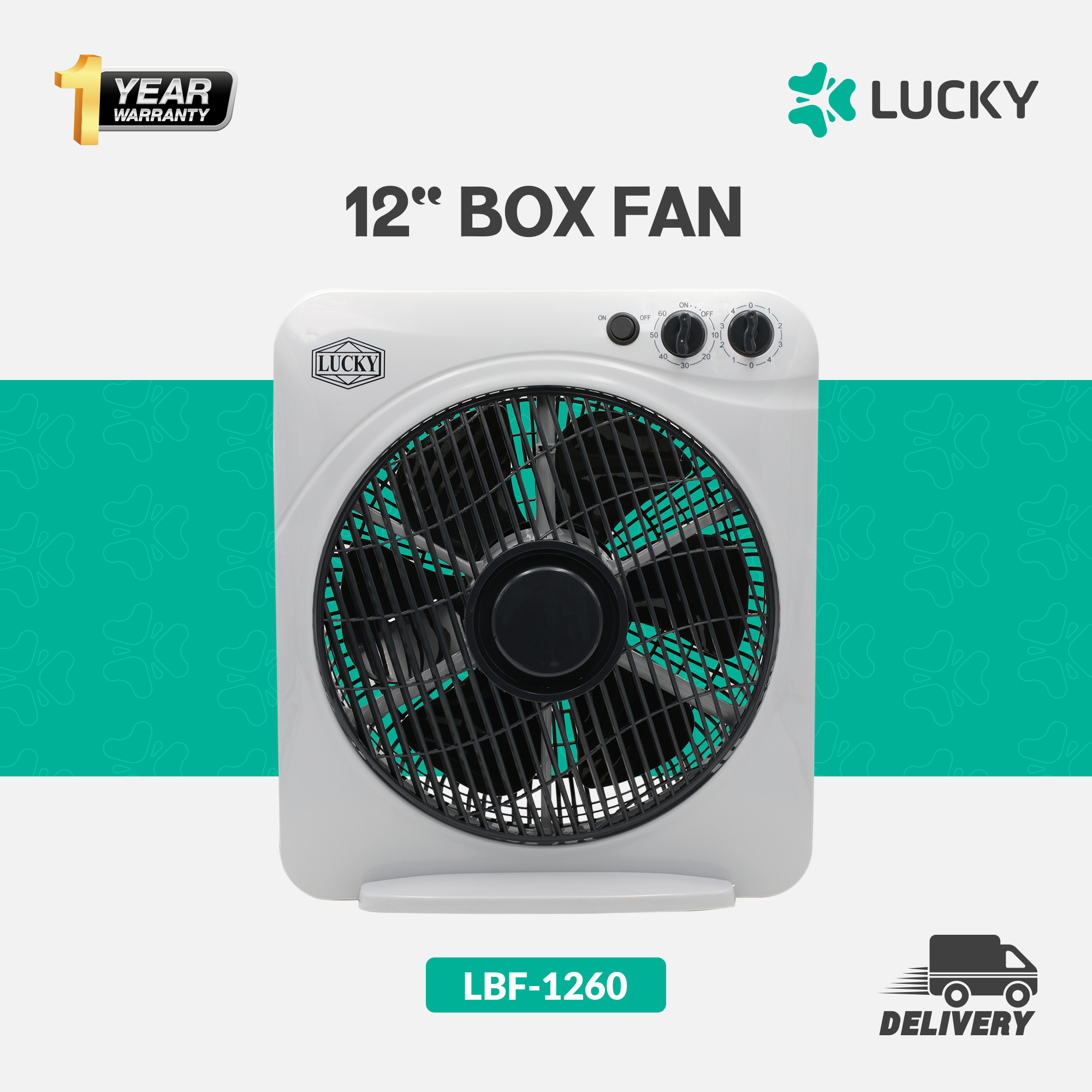 Lucky 12" box fan (LBF-1260) | Shop.com.mm