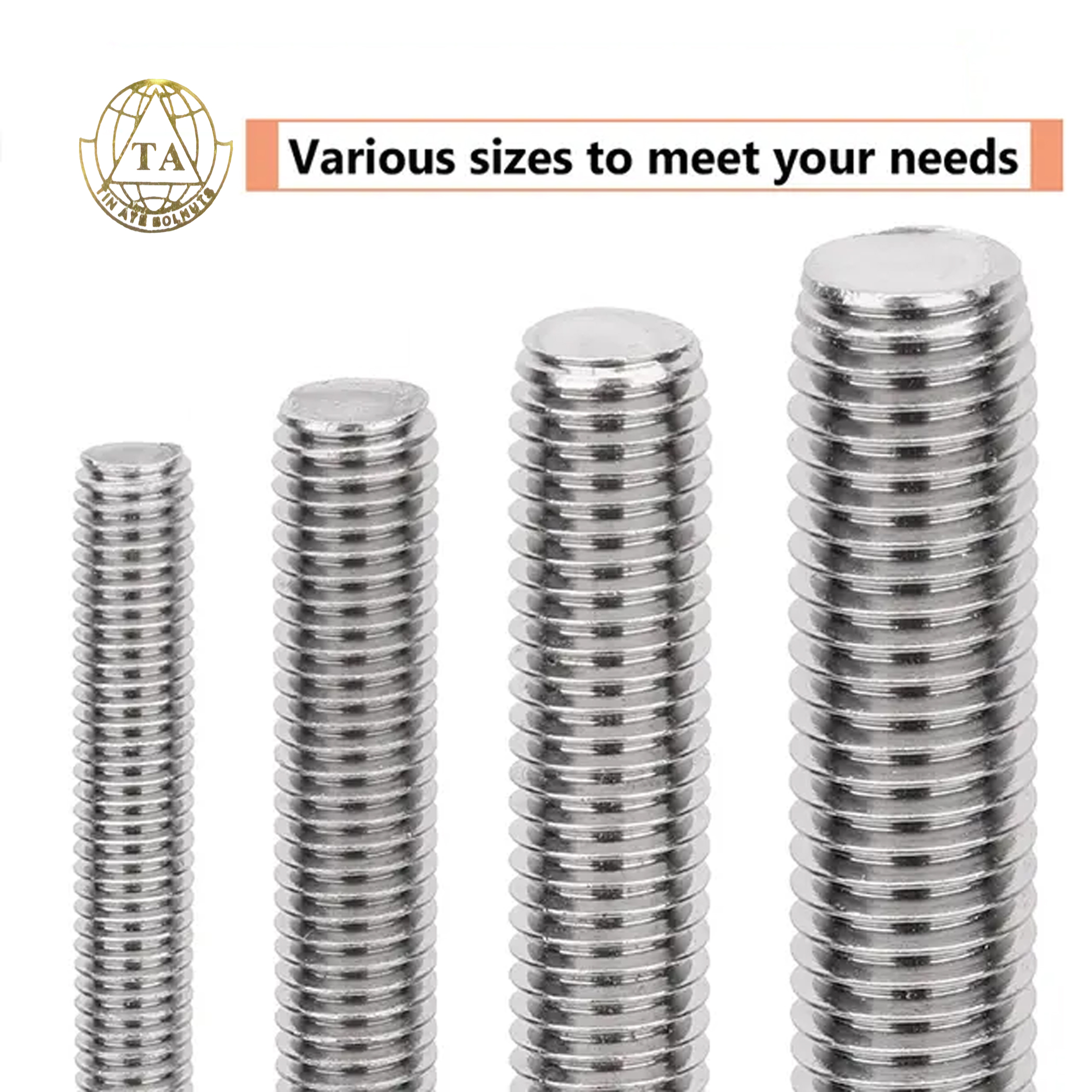 အရှည် ၃ပေ စတီးအရစ်တံ နန်းသေး Stainless Steel Fully Threaded Rod 6ft ...