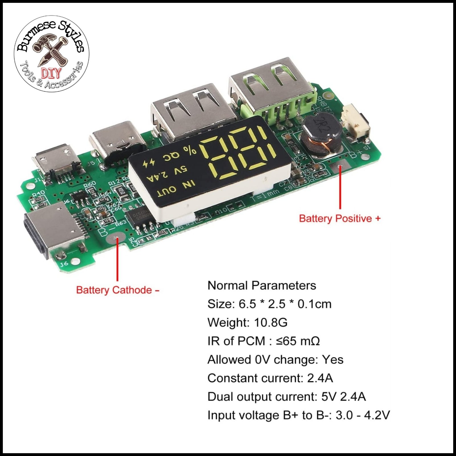 Dual USB 2.4A Power bank circuit board | Shop.com.mm
