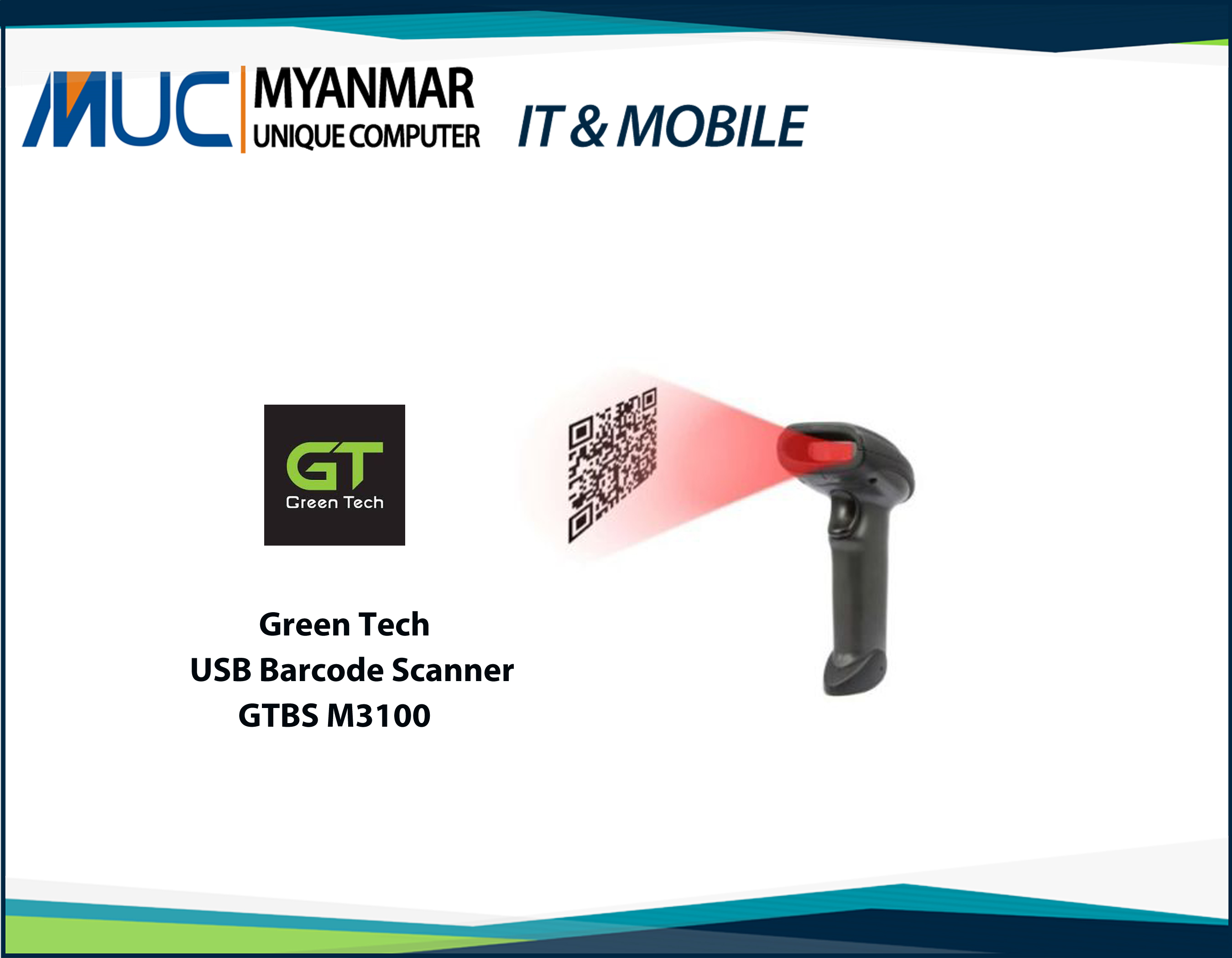 Green Tech USB Barcode Scanner GTBS M3100 | Shop.com.mm