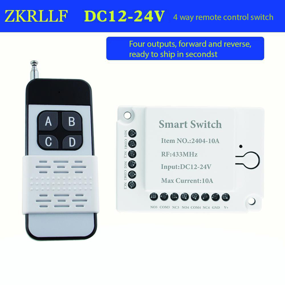 Four-way wireless remote control switch DC12V24V three-way car tailgate ...