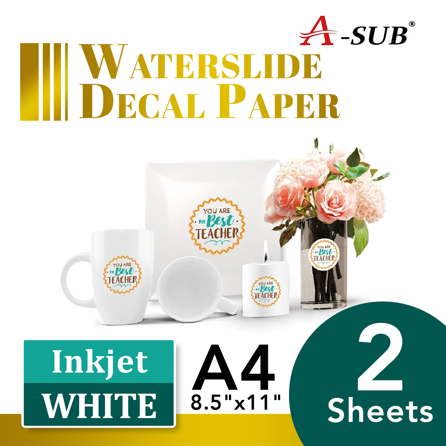 Waterslide Decal Paper for Inkjet Printers, ( White Base ) Water Slide ...