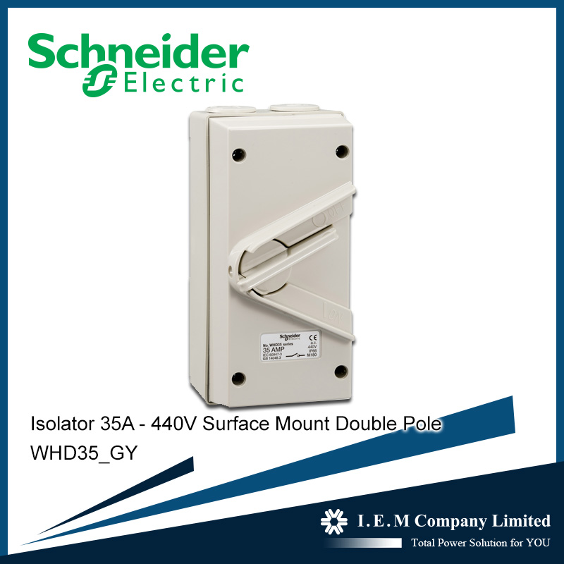 Schneider Isolator, Surface Mount Double Pole Isolating Switch, IP66, 2 Pole, Two Pole, 35A ...