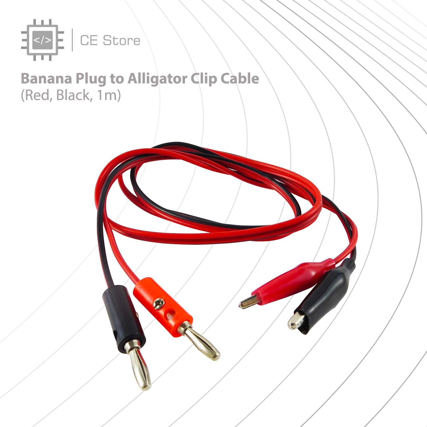 Banana Plug to Alligator Clip Cable(Red, Black, 1m) | Shop.com.mm