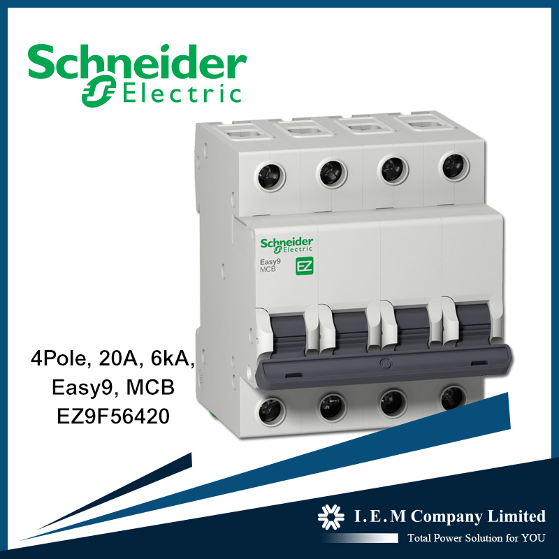 4Pole, 20A, 6kA, Easy9, C Curve MCB | Shop.com.mm