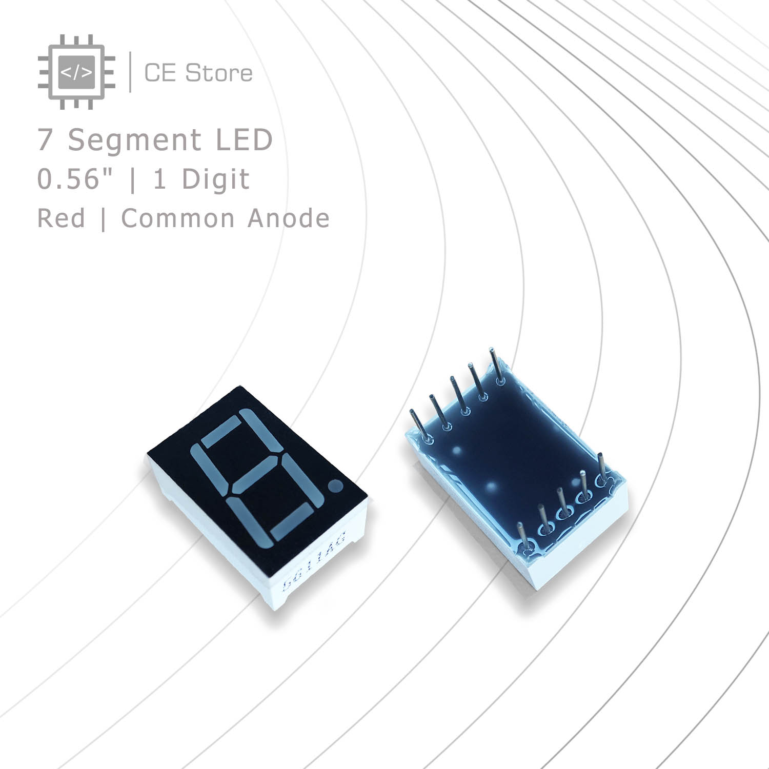 0.56" 1 Digit 7 Segment LED (Red, Common Anode) | Shop.com.mm