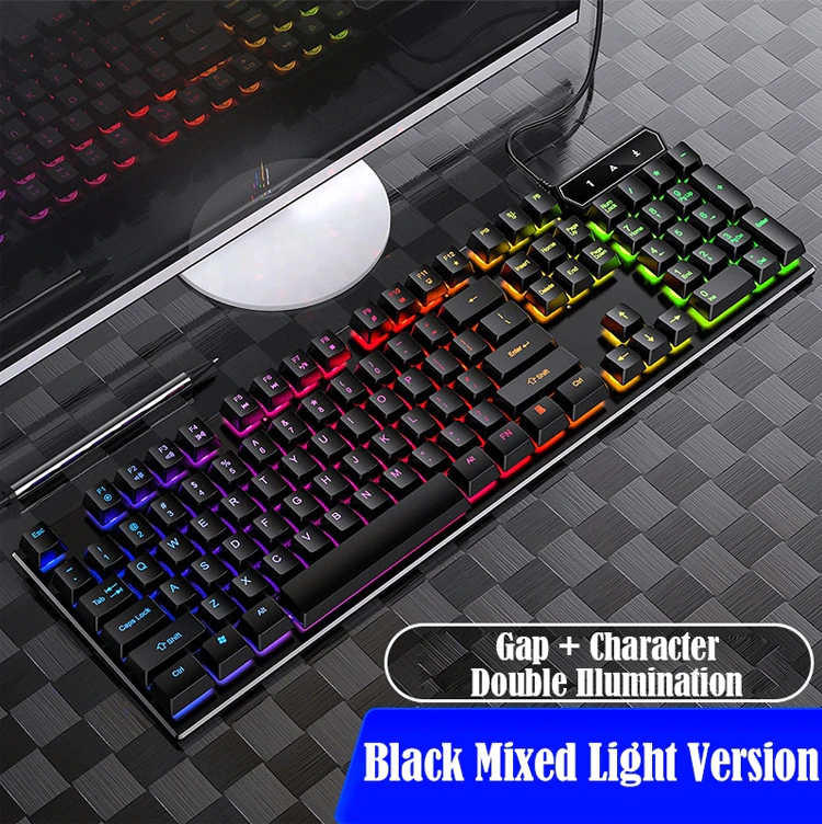 104 Key V4 Mechanical feel Keyboard USB Wired LED Backlit YINDIAO ...