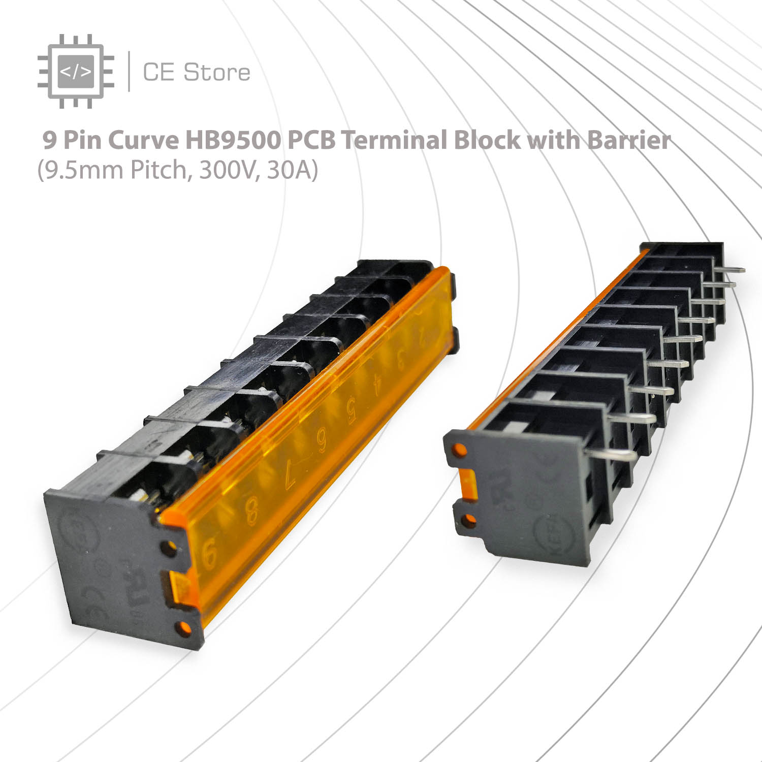 Curve HB9500 PCB Terminal Block with Barrier (9.5mm Pitch, 300V, 30A ...