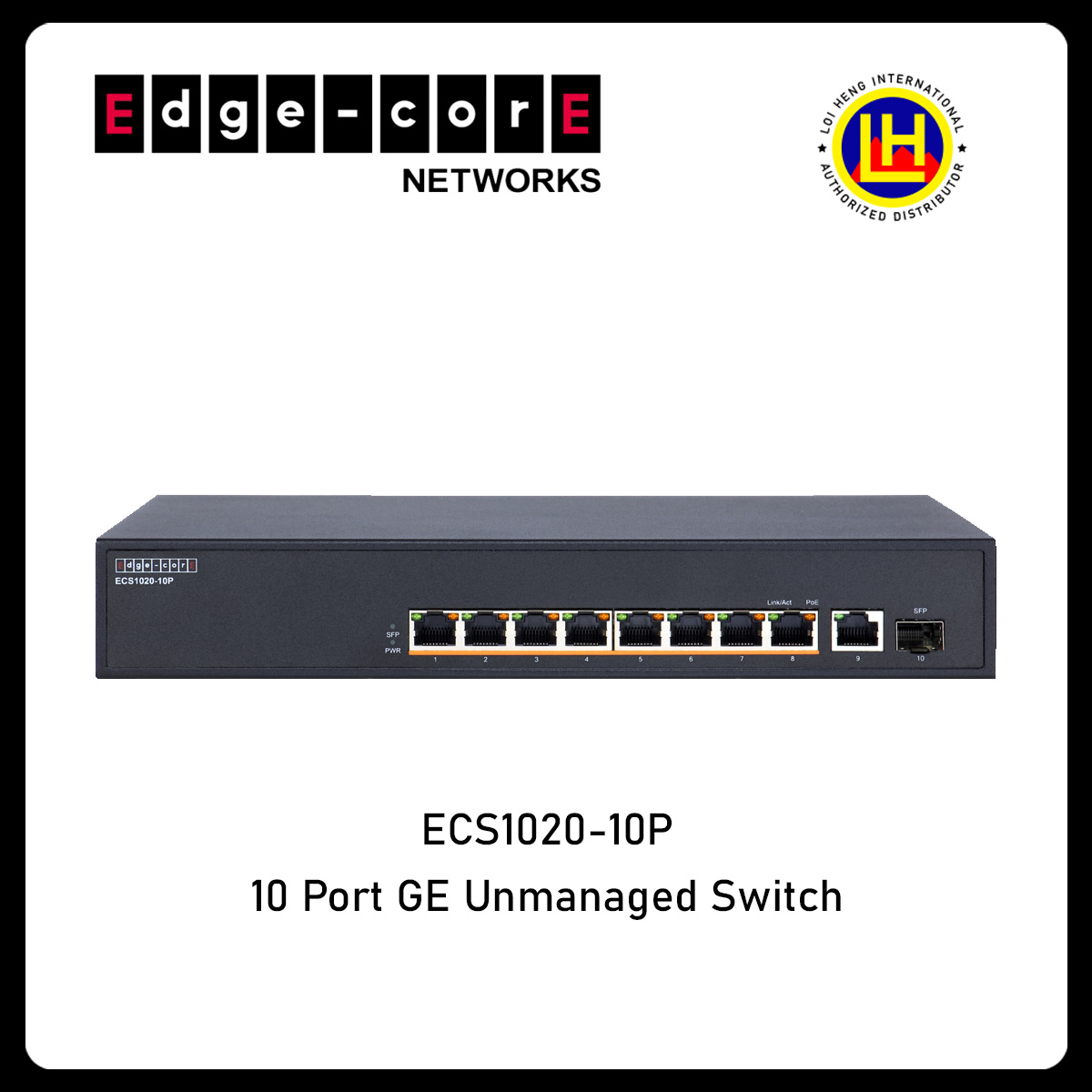 Edgecore ECS1020-10P 10 Port GE Unmanaged Switch POE 9 port + 1 SFP ...
