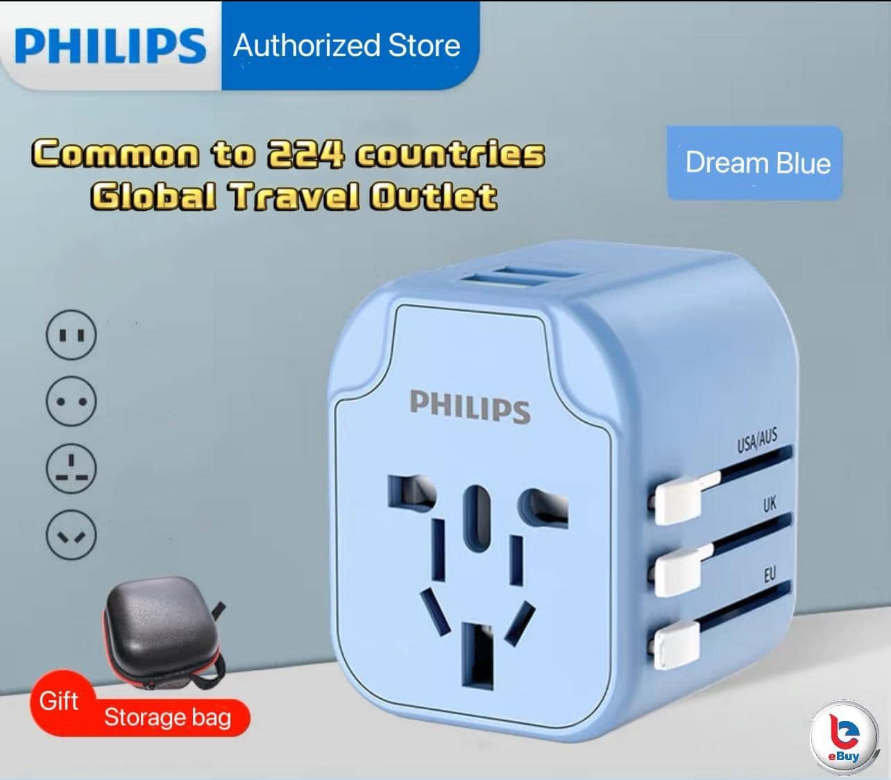 Philips World Travel 224 Countries Universal Adapter; Conversion Plug ...